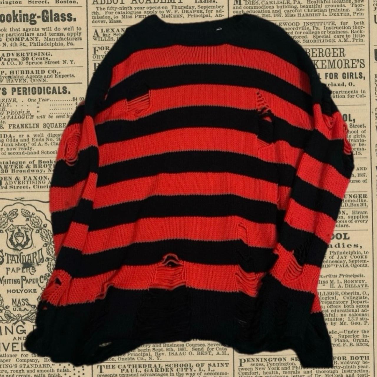 grunge-esque styled red and black distressed... - Depop