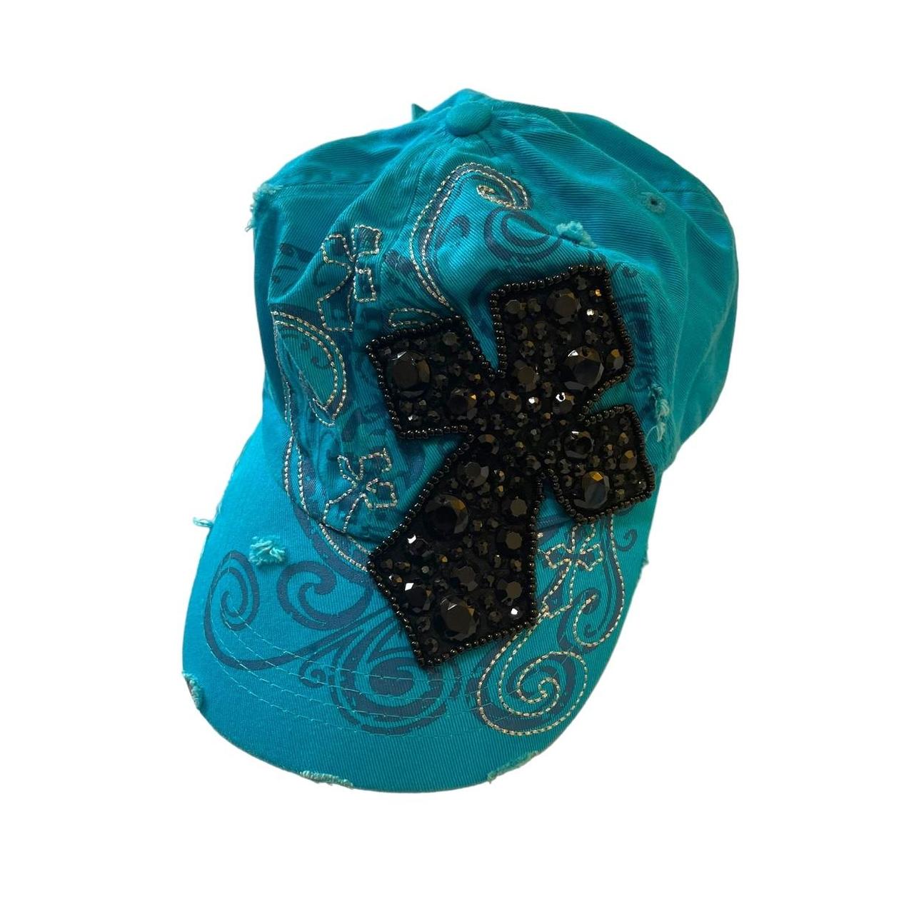 Women's Blue and Black Hat | Depop