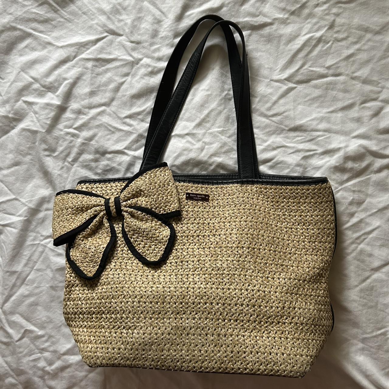 Kate Spade straw tote bag with bow detail Super... - Depop