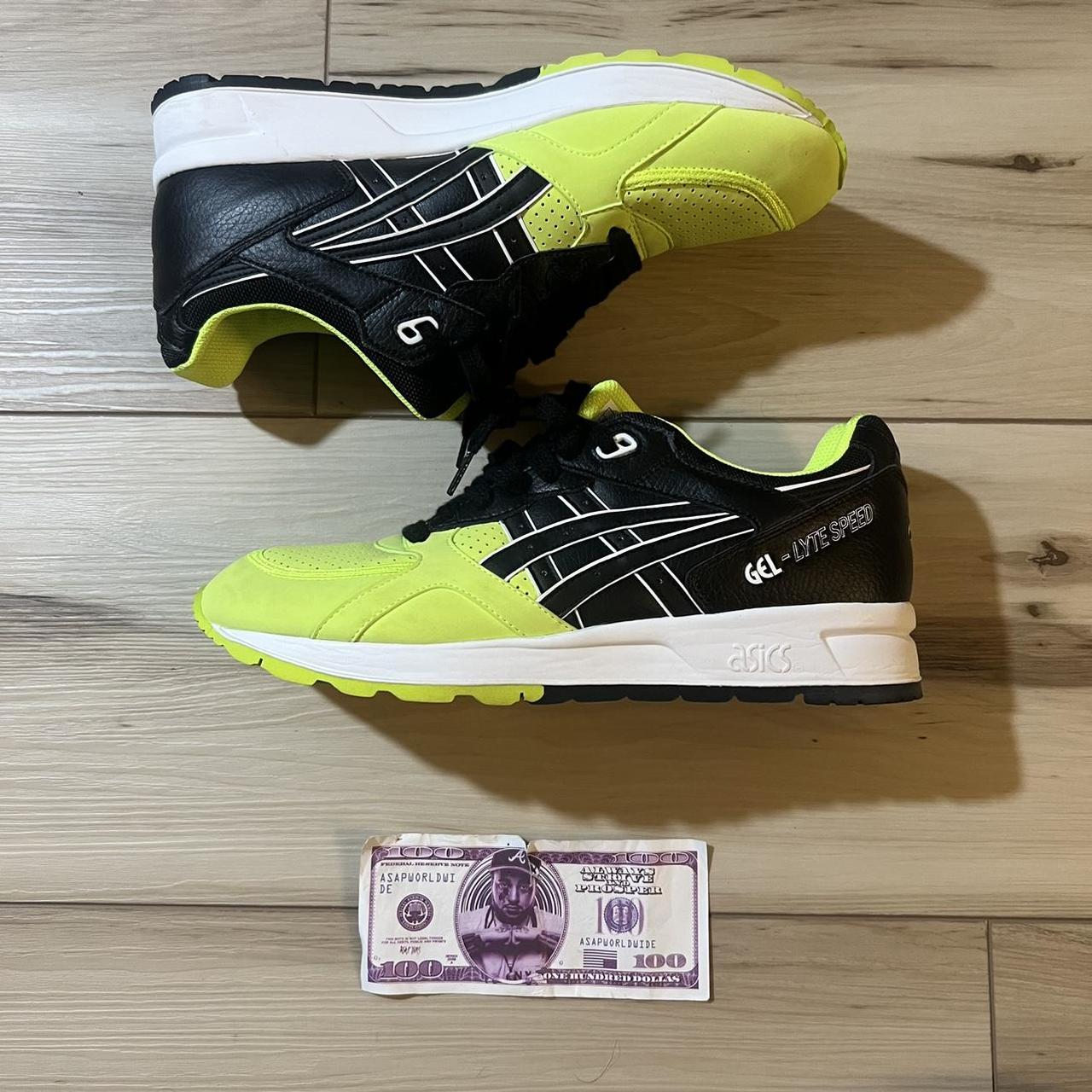 Asics Gel Lyte III Black White & Neon Green Sneaker... - Depop