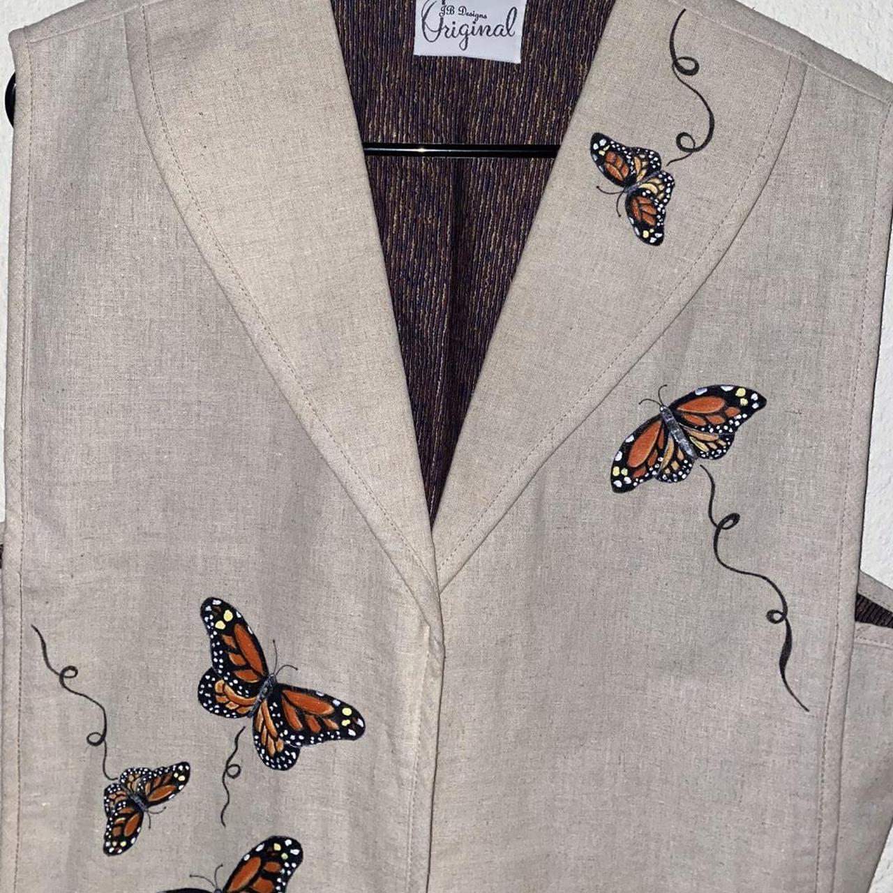 Vintage monarch butterfly painted vest Handpainted - Depop