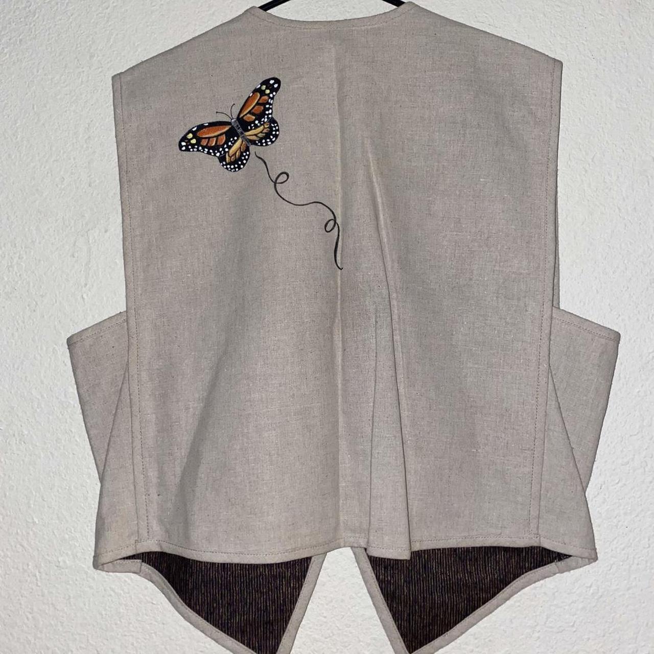 Vintage monarch butterfly painted vest Handpainted - Depop
