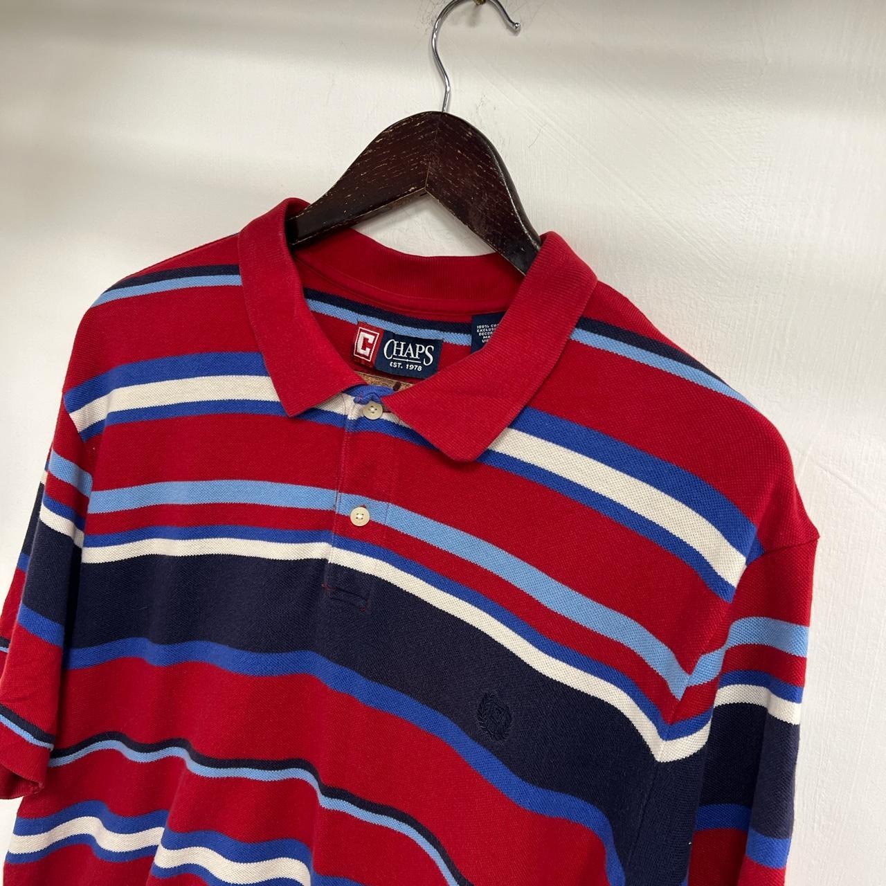Vintage chaps striped Polo shirt Multi colourway,... - Depop