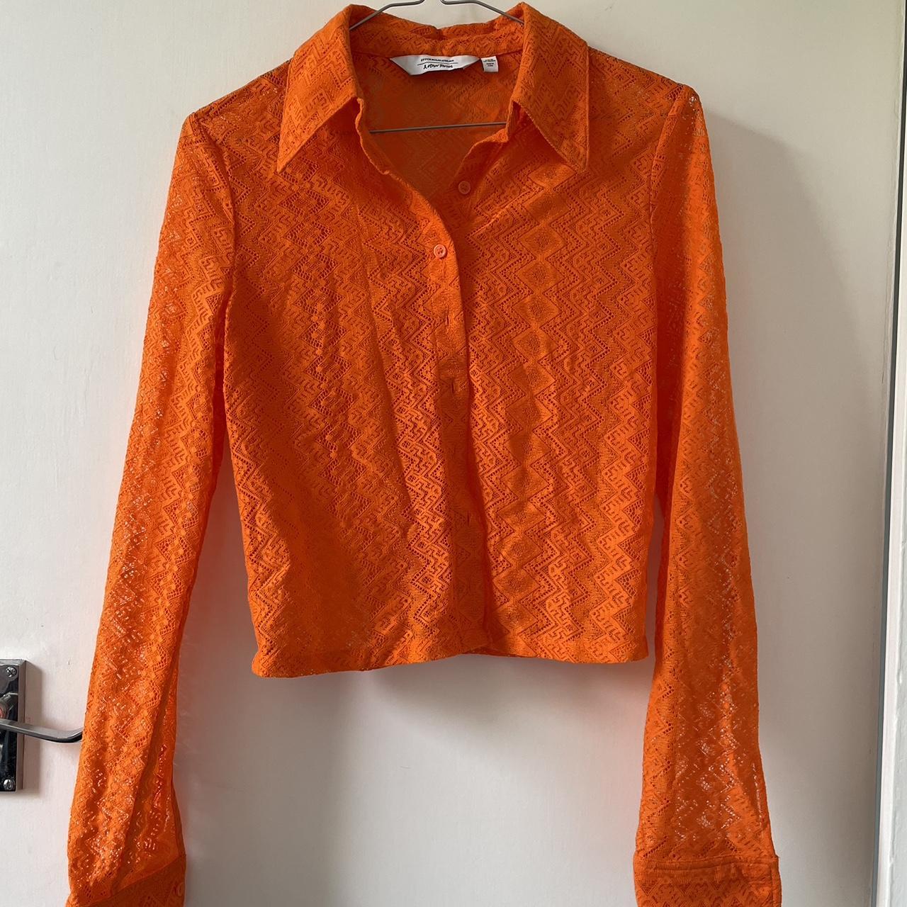 Bright orange blouse Super cute, lovely colour Size S - Depop