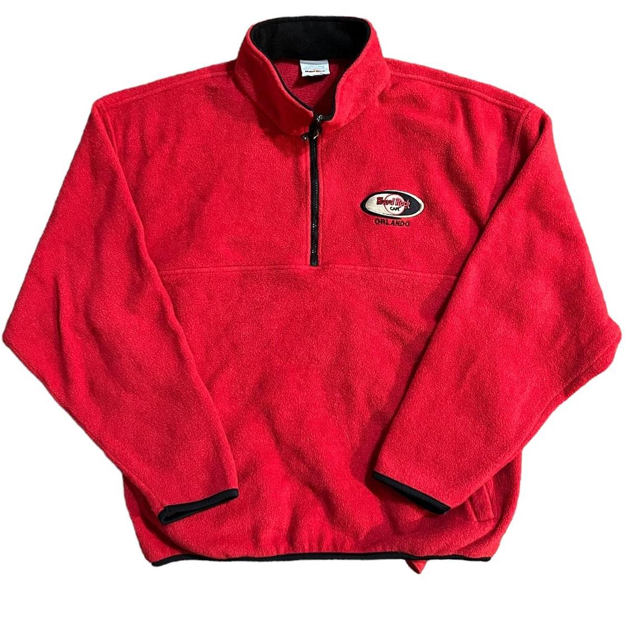 Vintage 1990s quarter zip fleece zip up Hard Rock... - Depop