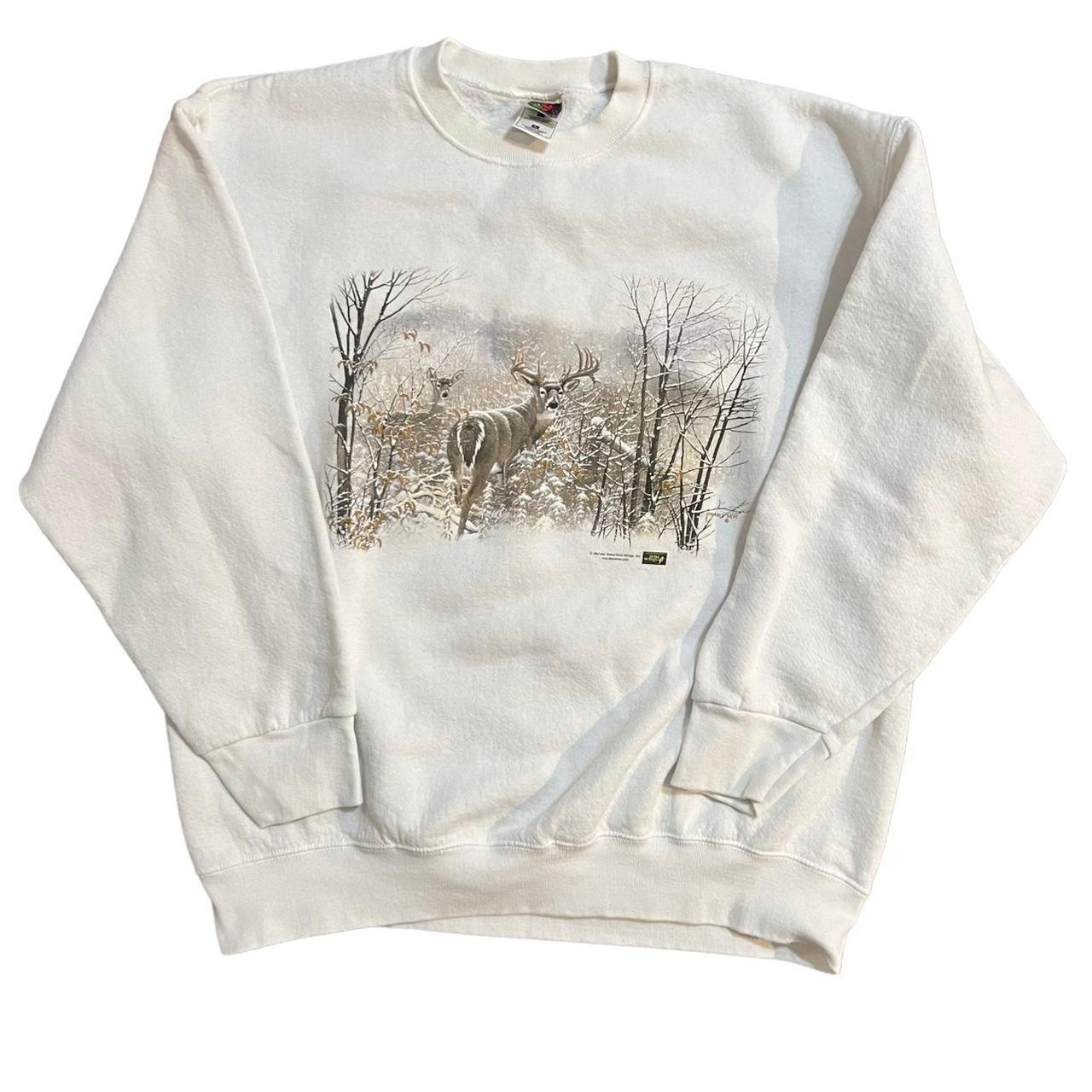 Vintage 1990s nature wildlife deer sweatshirt /... - Depop