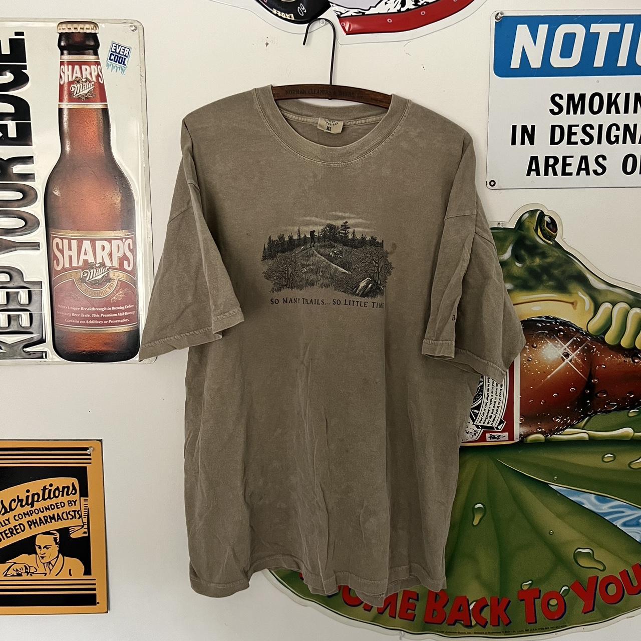 American Vintage Men's Brown and Tan T-shirt | Depop