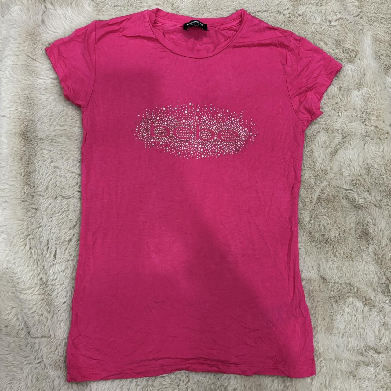 Bebe baby tee fit graphic design with rhinestone t... - Depop