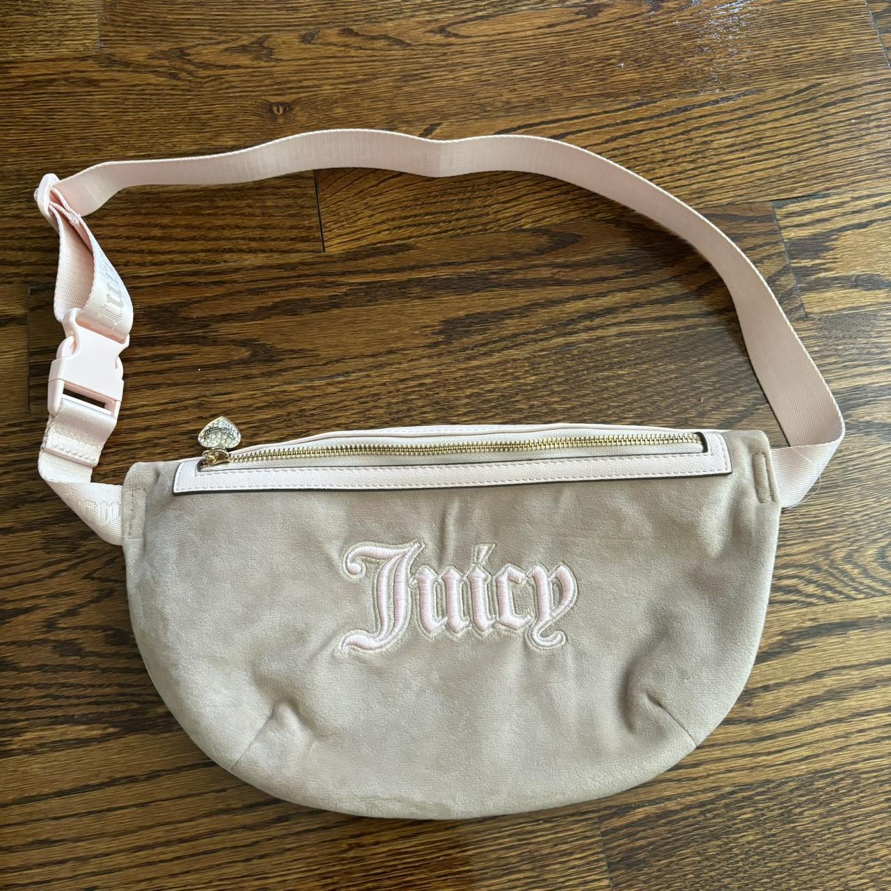 Juicy Couture pink and beige Fanny pack y2k 2000s... - Depop