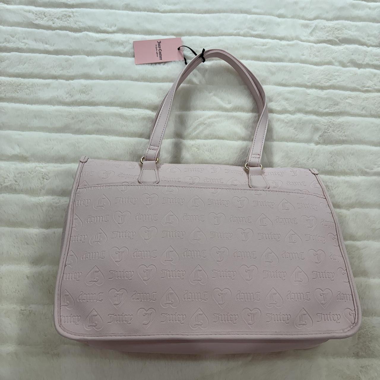 Juicy Couture pink shoulder bag with embedded hearts... - Depop