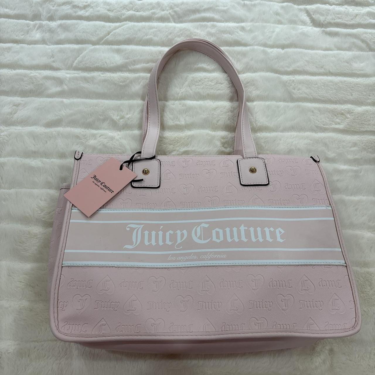 Juicy Couture pink shoulder bag with embedded hearts... - Depop