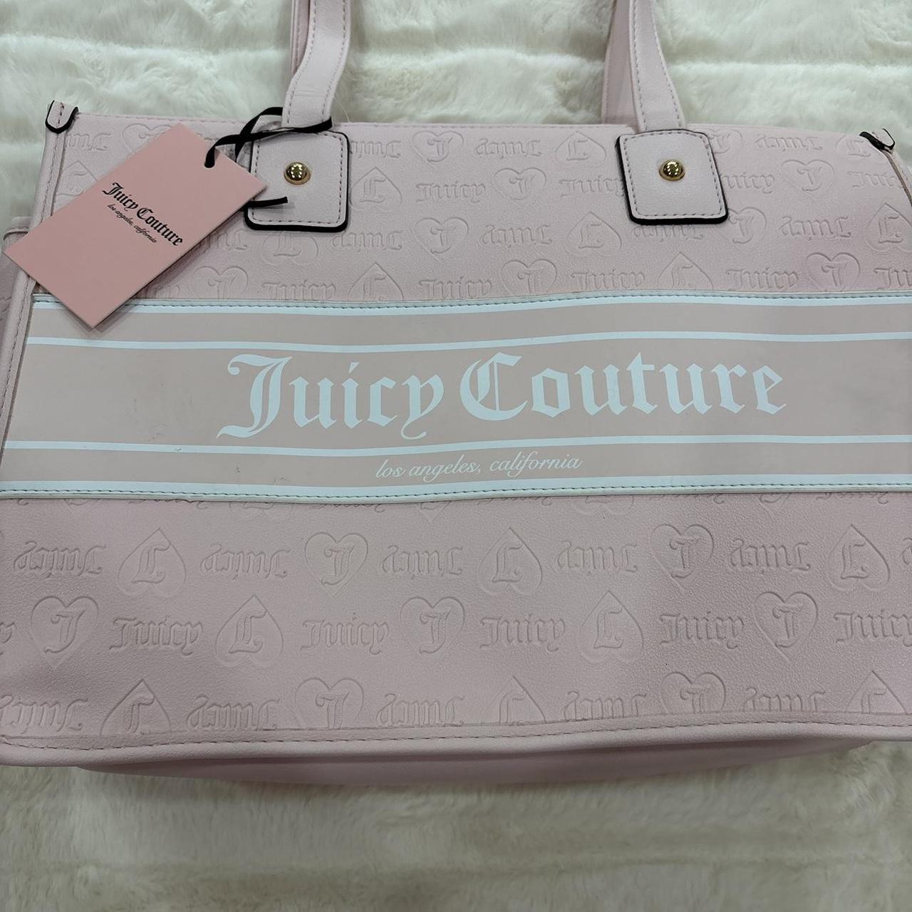 Juicy Couture pink shoulder bag with embedded hearts... - Depop