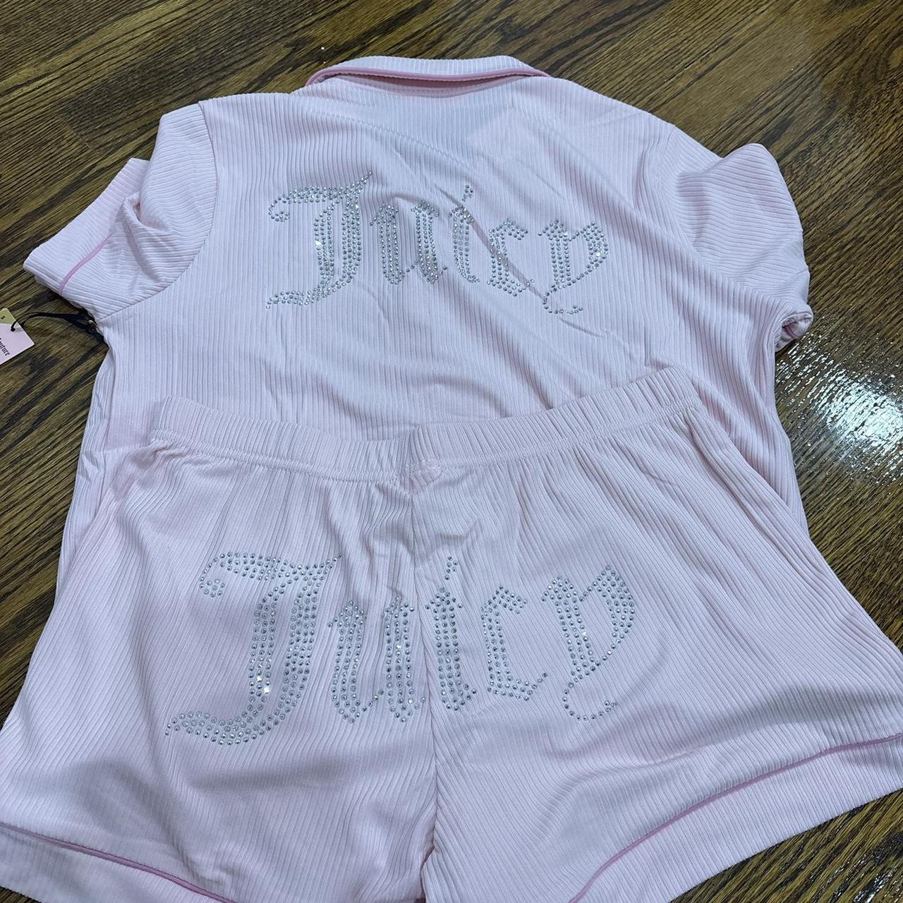 Juicy couture pink pajama set with rhinestone juicy... - Depop