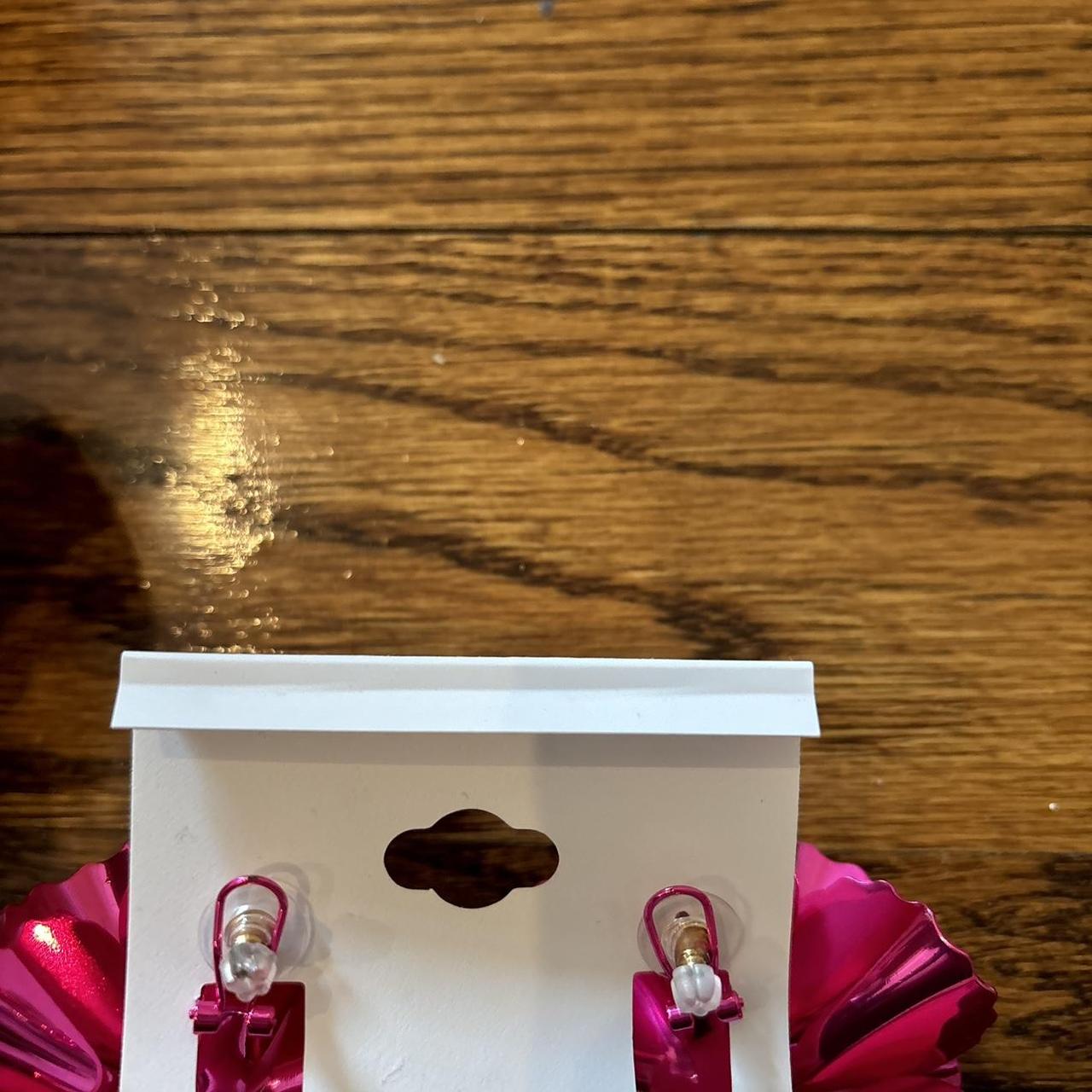 Natasha hot Pink metal flower earrings Brand... | Depop