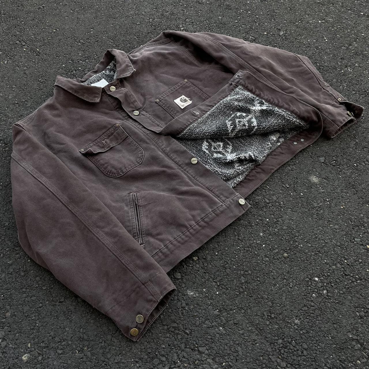 Vintage 90s plum carhartt Aztec Navajo lined jacket... - Depop