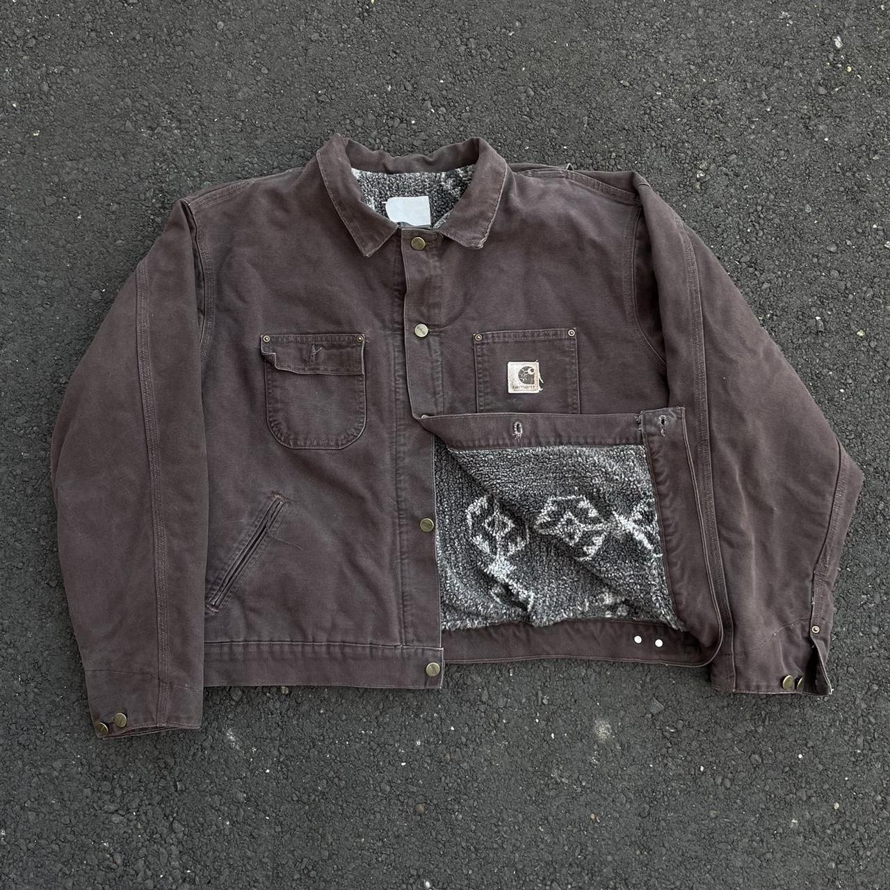 Vintage 90s plum carhartt Aztec Navajo lined jacket... - Depop