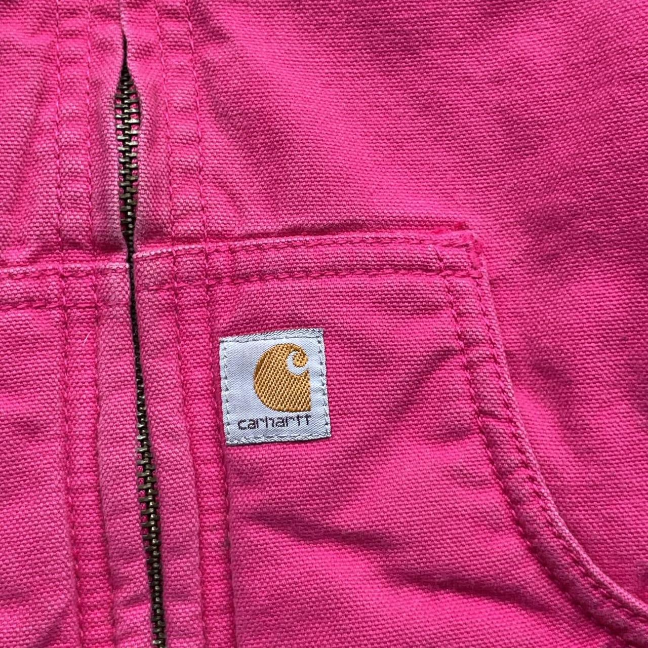 Vintage hot pink carhartt hooded jacket... | Depop