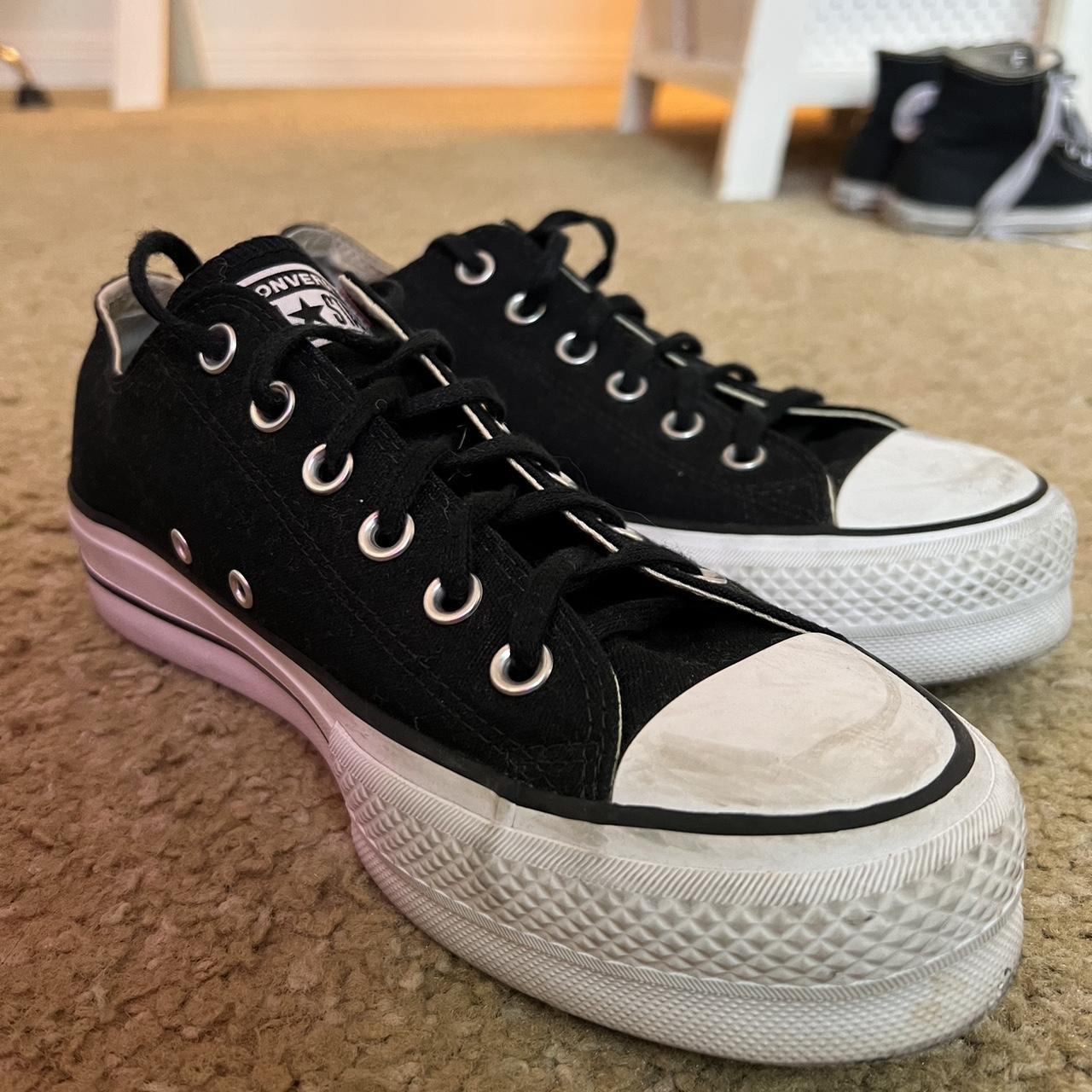BLACK PLATFORM CONVERSE 🖤 worn a few times! i will... - Depop