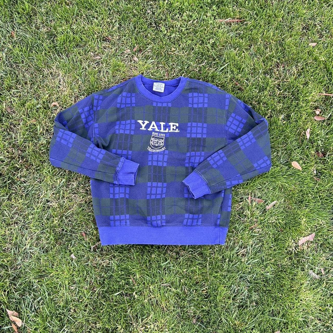 preppy yale crewneck sweatshirt tagged size small ,... - Depop