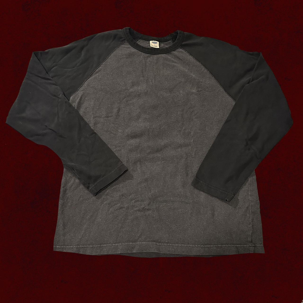 Y2k Grey and Black Long Sleeve Shirt Size:... - Depop