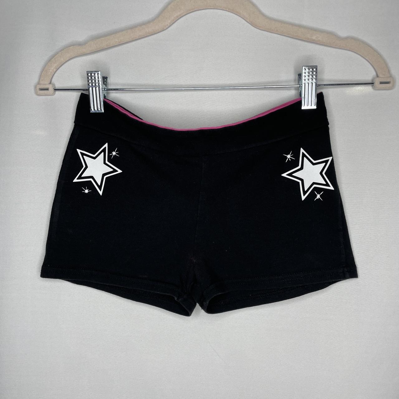 Custom printed y2k white star design on black fabric... - Depop