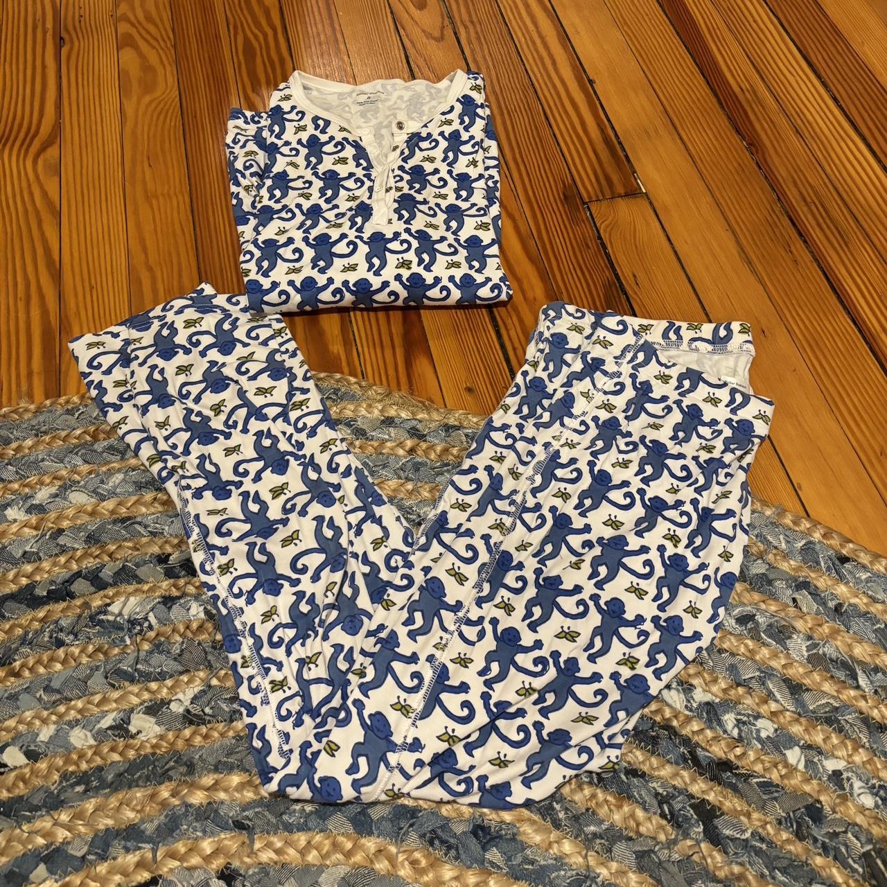 Blue Monkey Roller Rabbit Pajama Set. Worn but still... - Depop