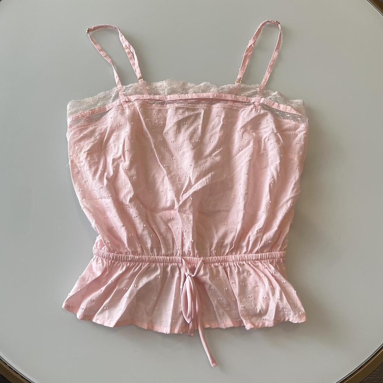 Pink lace Victorias Secret cami top with adjustable... - Depop