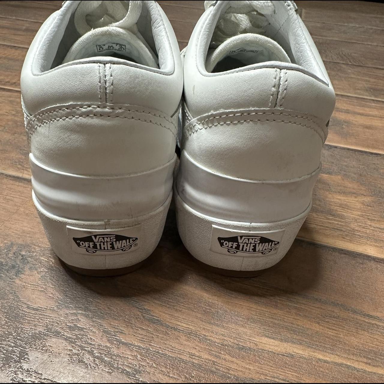 old skool stacked white vans - Depop