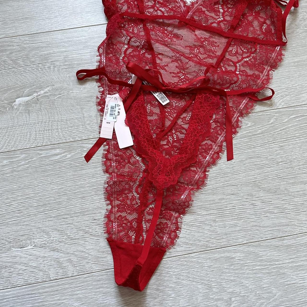 Victorias Secret Lace Teddy Bodysuit In Red Almost Depop