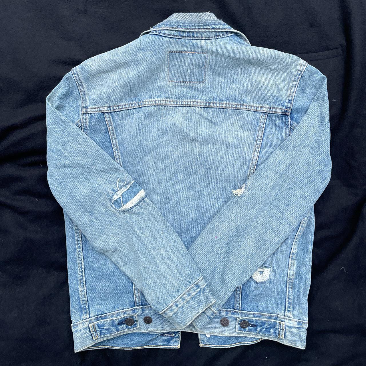 Men’s Ripped Denim Jacket - Size Small - Brand new... - Depop