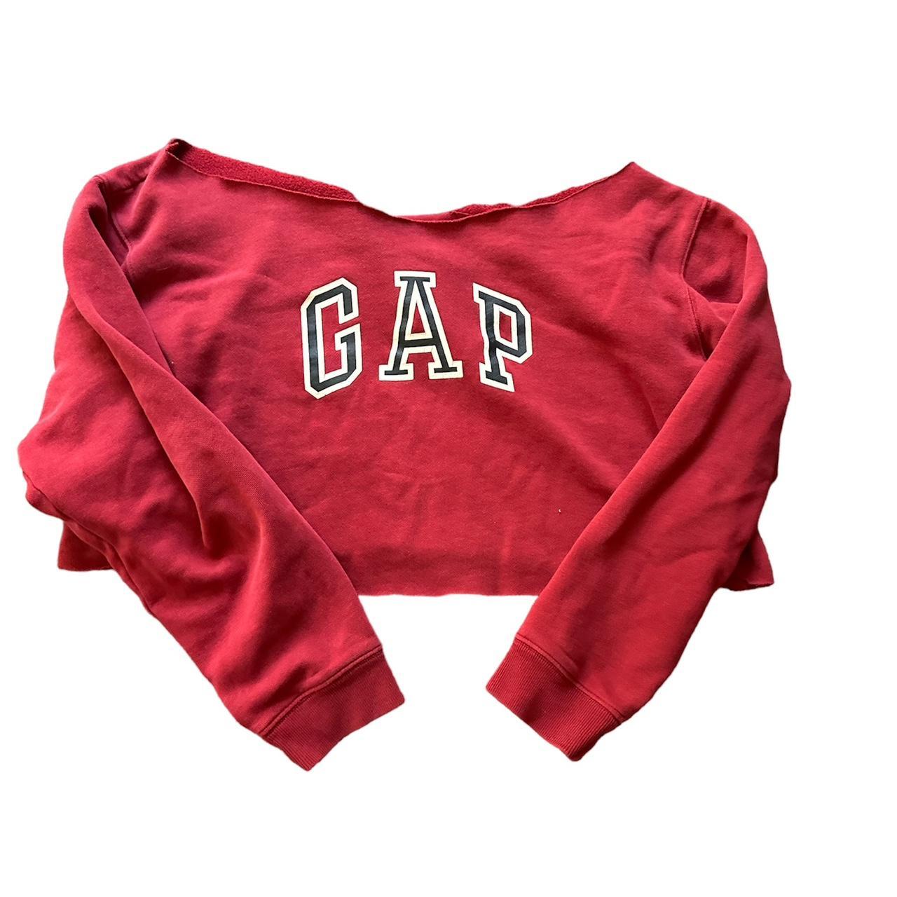 GAP cropped off-the-shoulder crewneck sweatshirt top... - Depop
