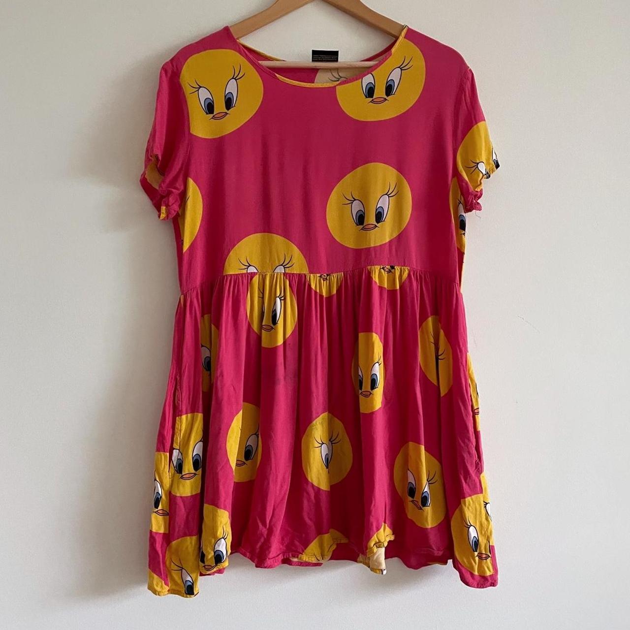 LOONEY TUNES pink tweety bird mini dress tunic top.... - Depop
