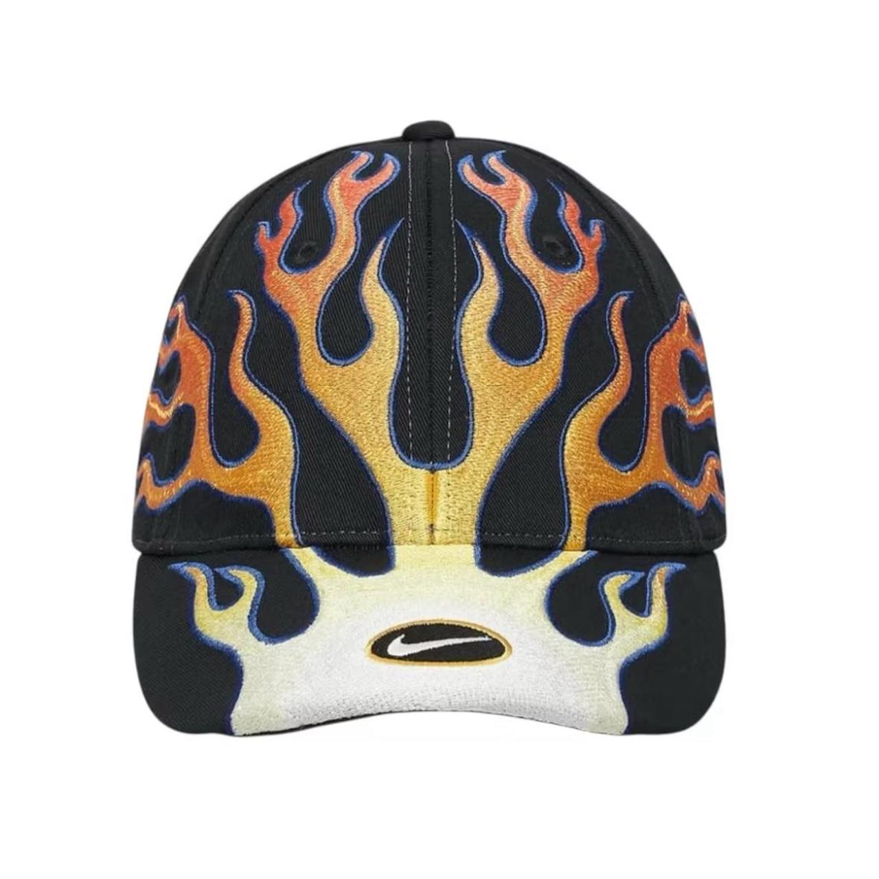 Nike Flames Swoosh adjustable cap in black and... | Depop