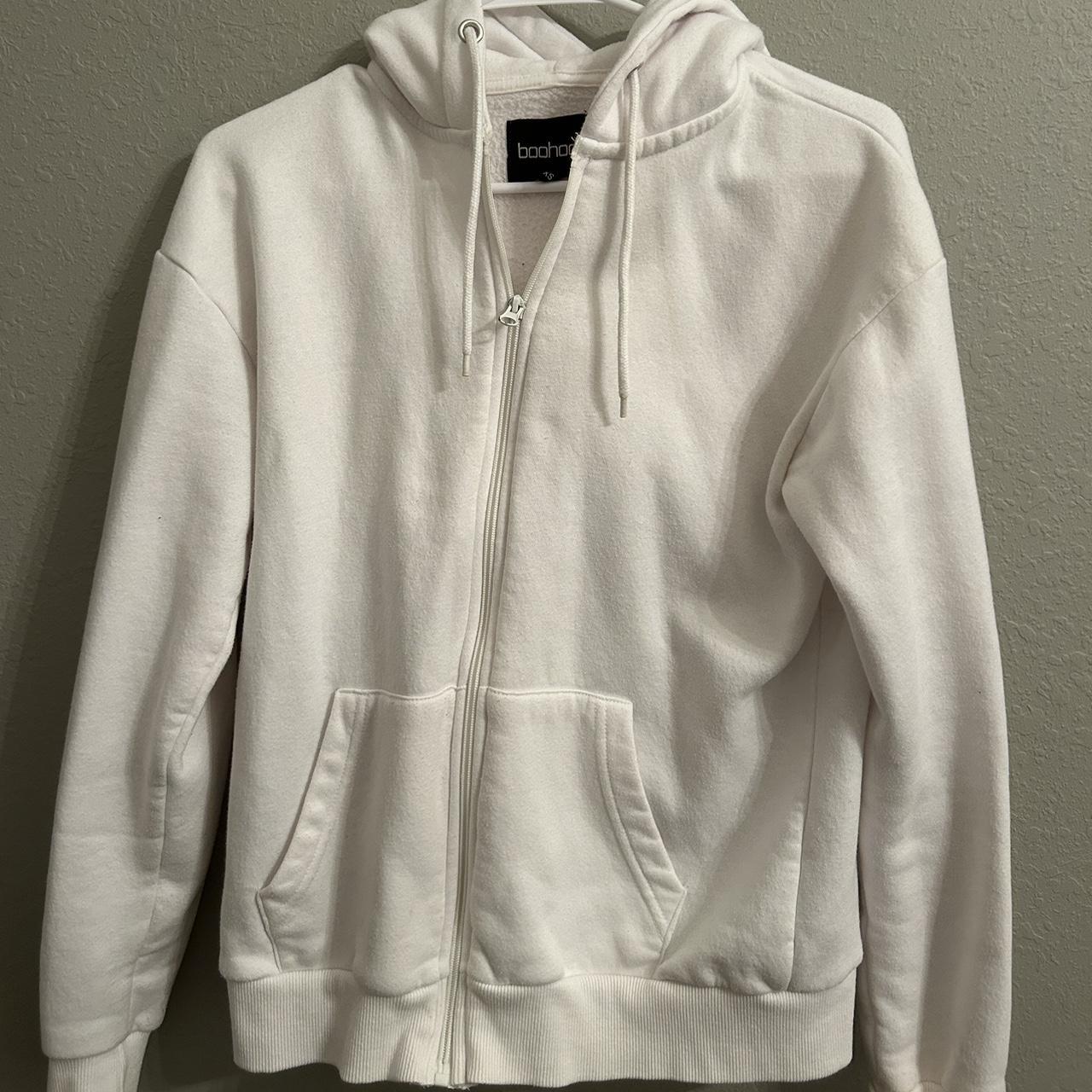 white boho zip-up jacket - Depop