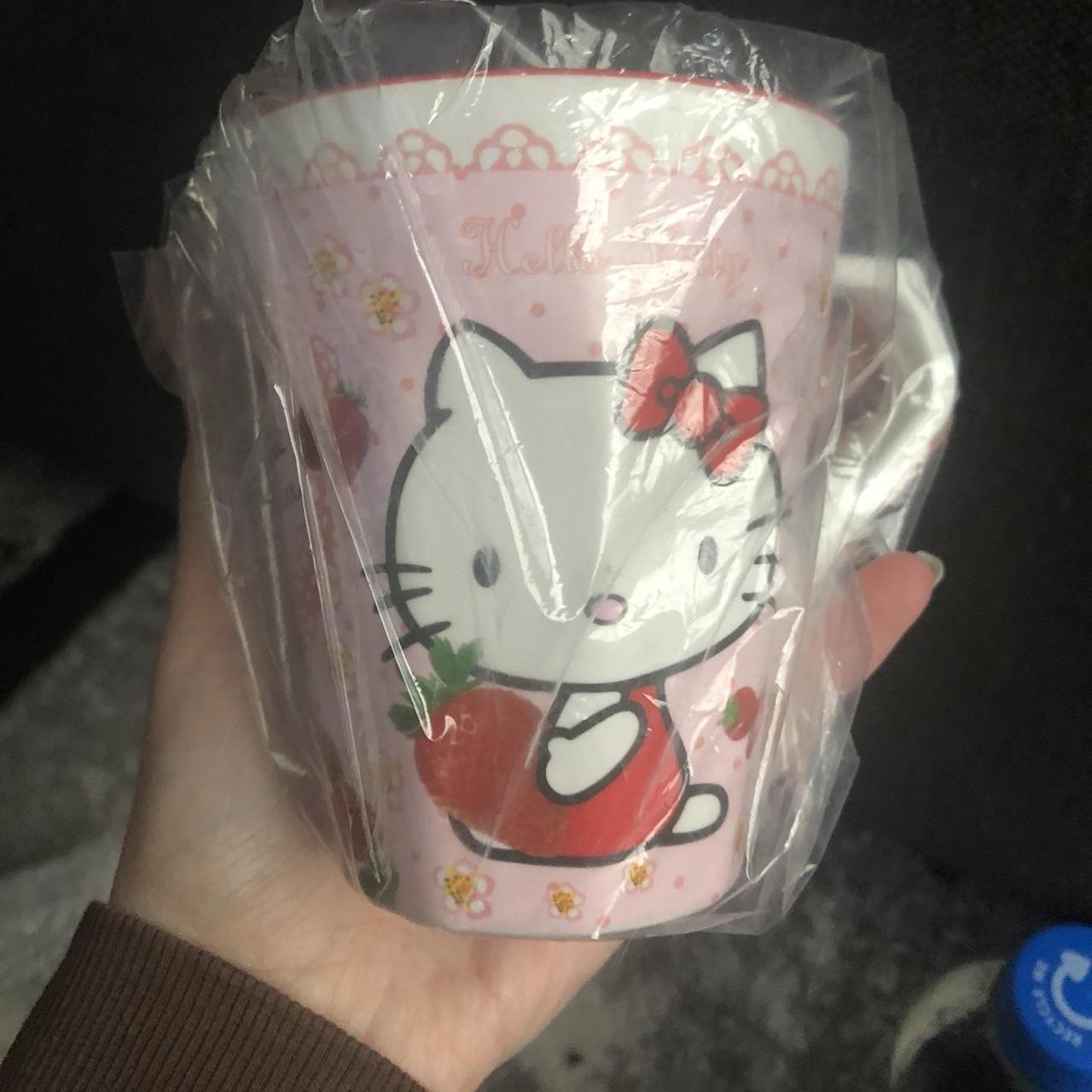 Hello kitty with strawberry red cup #hellokitty... - Depop