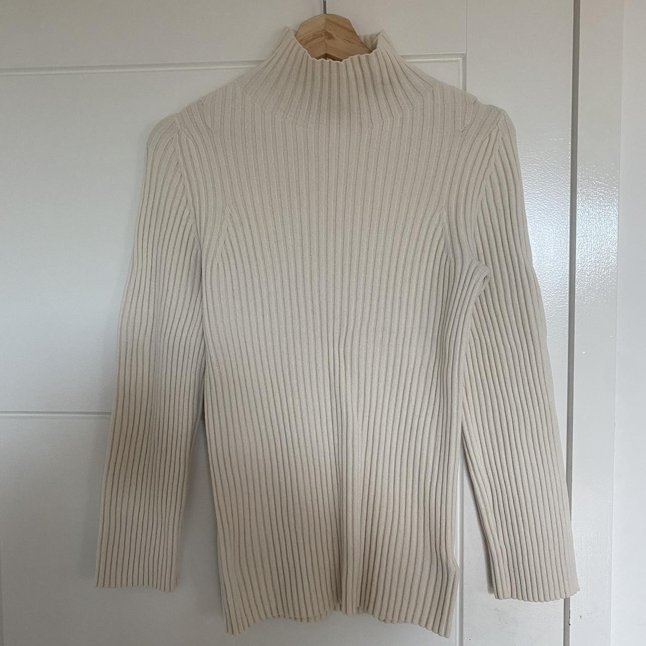COS soft cream ribbed turtle neck jumper - Depop
