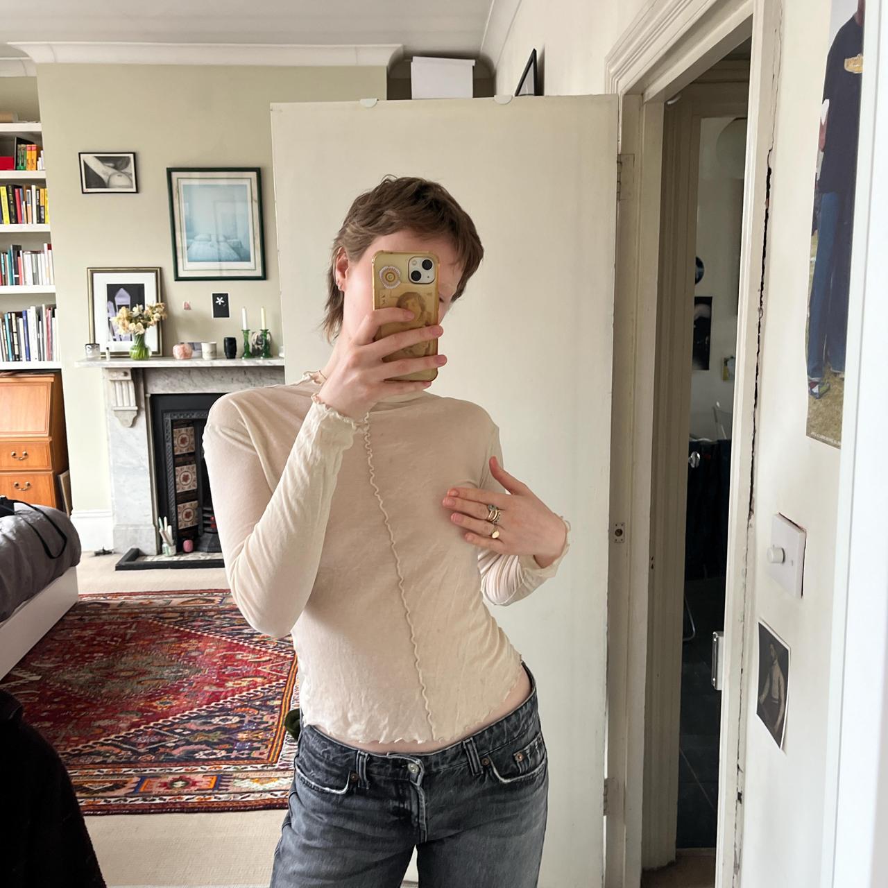 Handmade sheer top Beautiful stitching - Depop