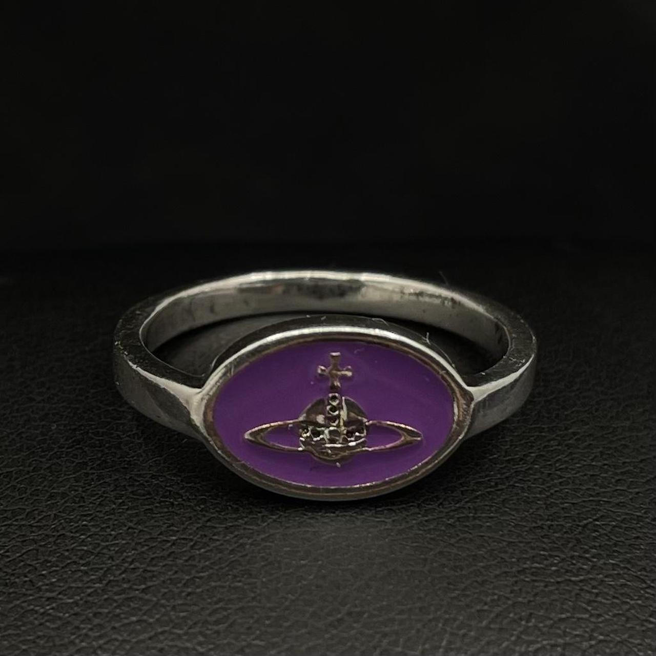 Vivienne Westwood silver purple orb signet ring... - Depop