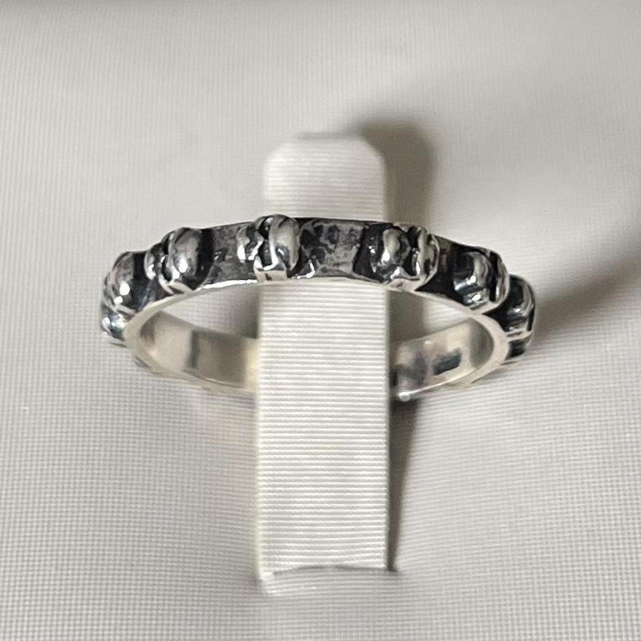 Sterling silver solid skull stacking ring Size UK P - Depop