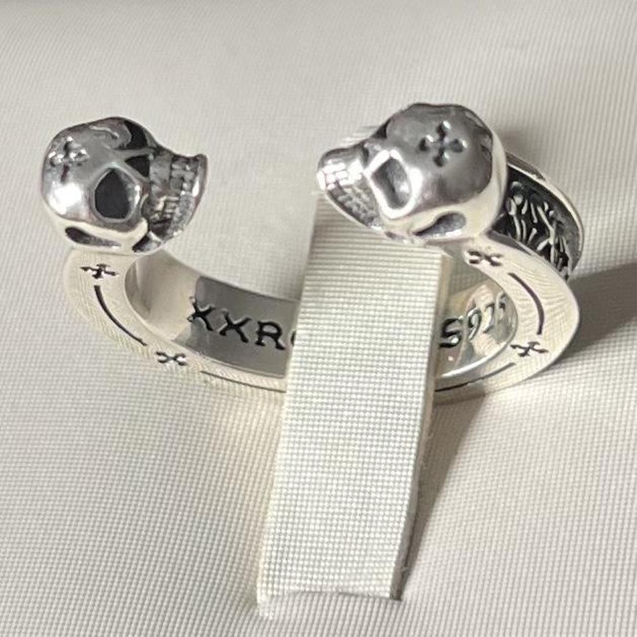 Sterling silver solid skull ring Size UK O - Depop