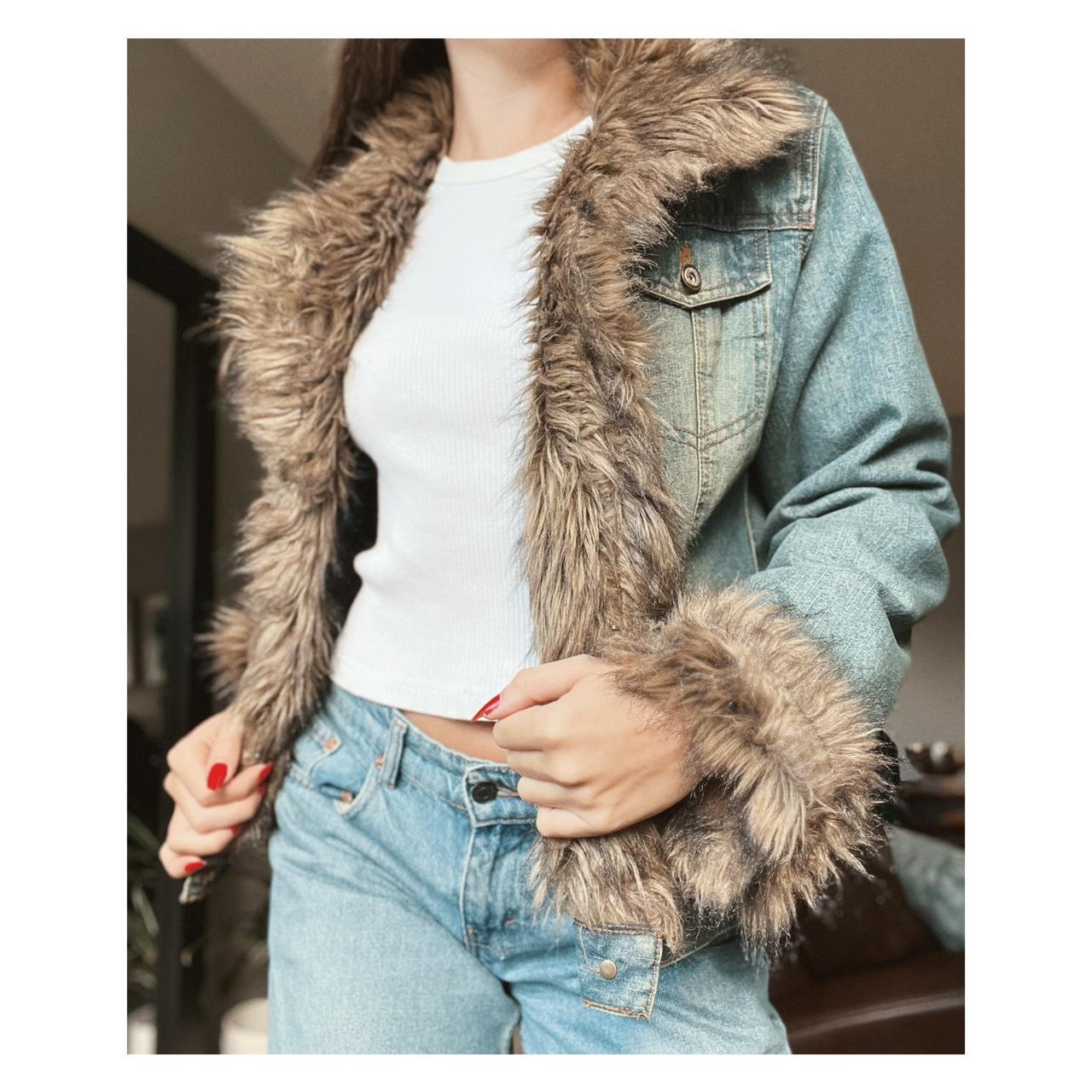 VINTAGE 2000’s | Denim Fur Lined Jacket 💥ON HOLD DO... - Depop