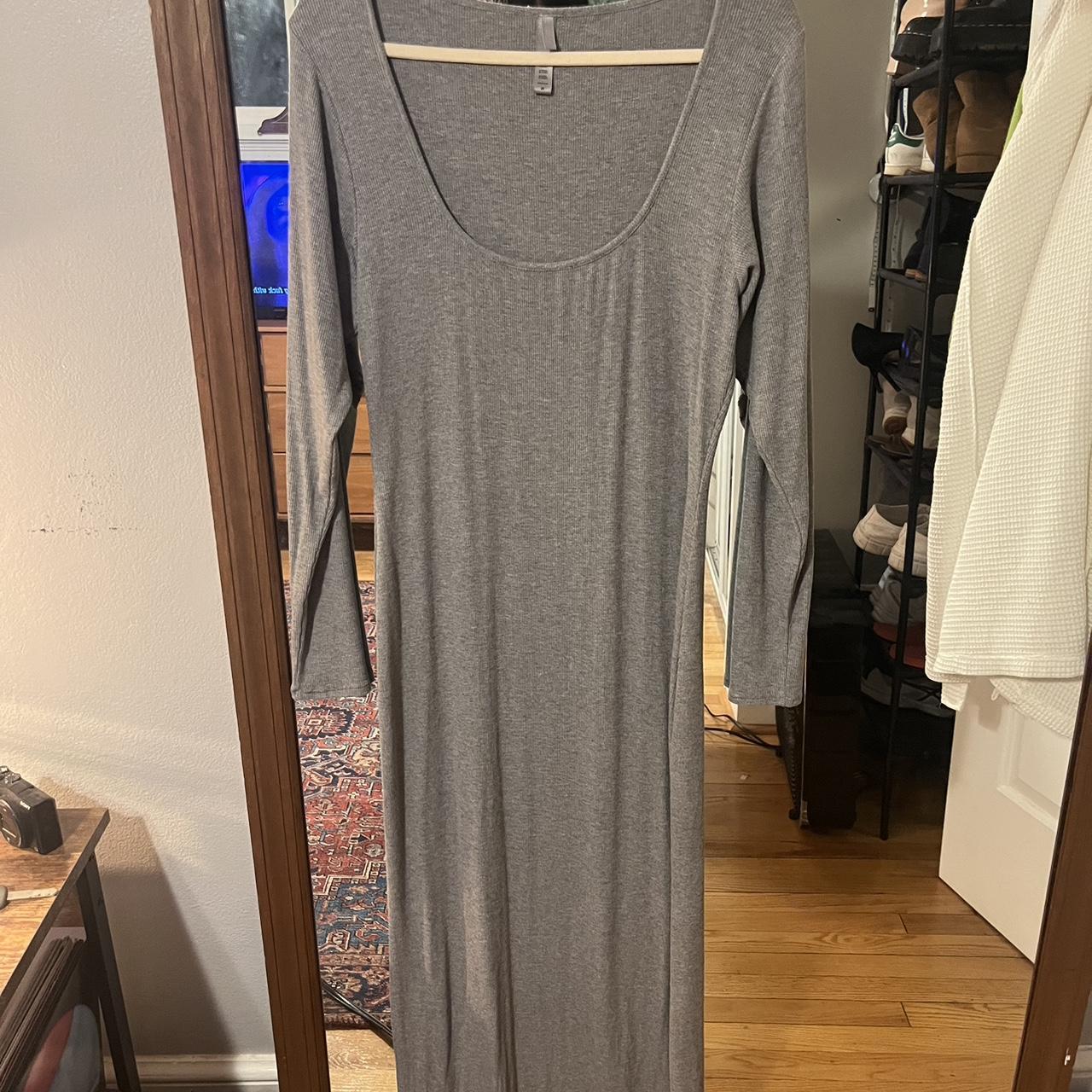 SKIMS Longsleeve Dress Size: 2x Color: Gray - Depop