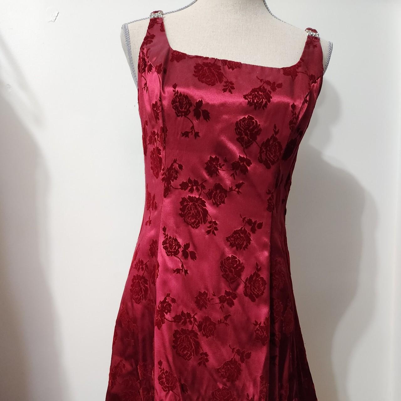 insane velvet burnout red goth prom dress with... - Depop