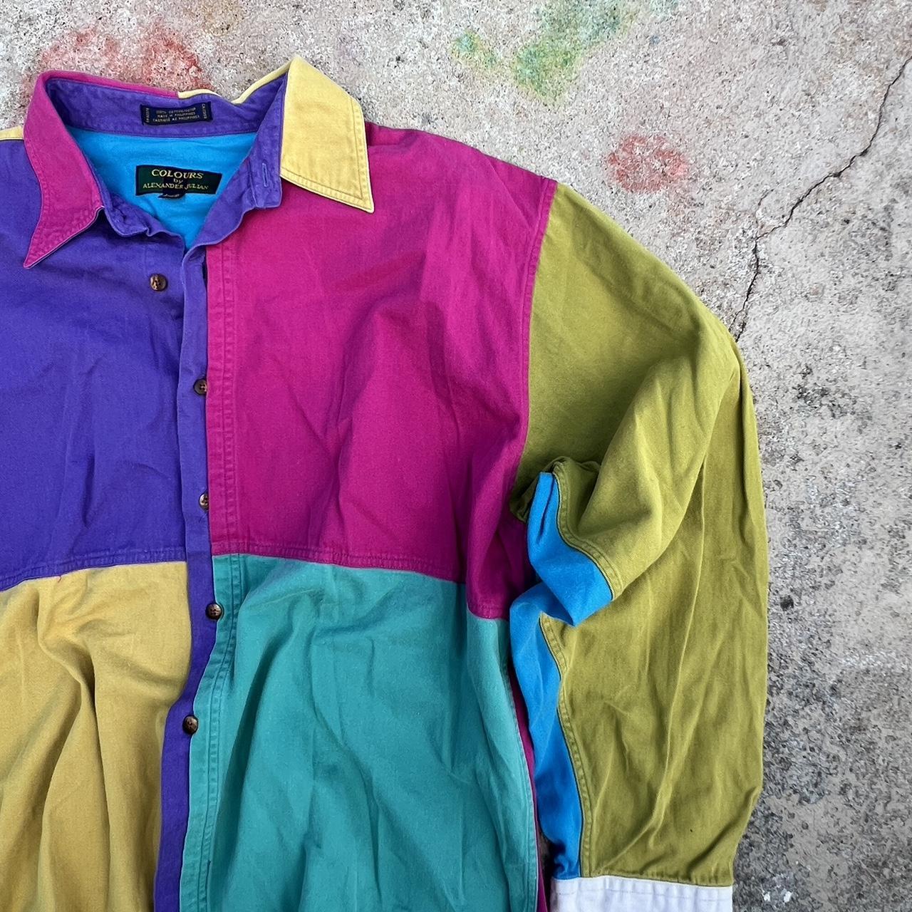 Vintage 90s color block button up - Depop
