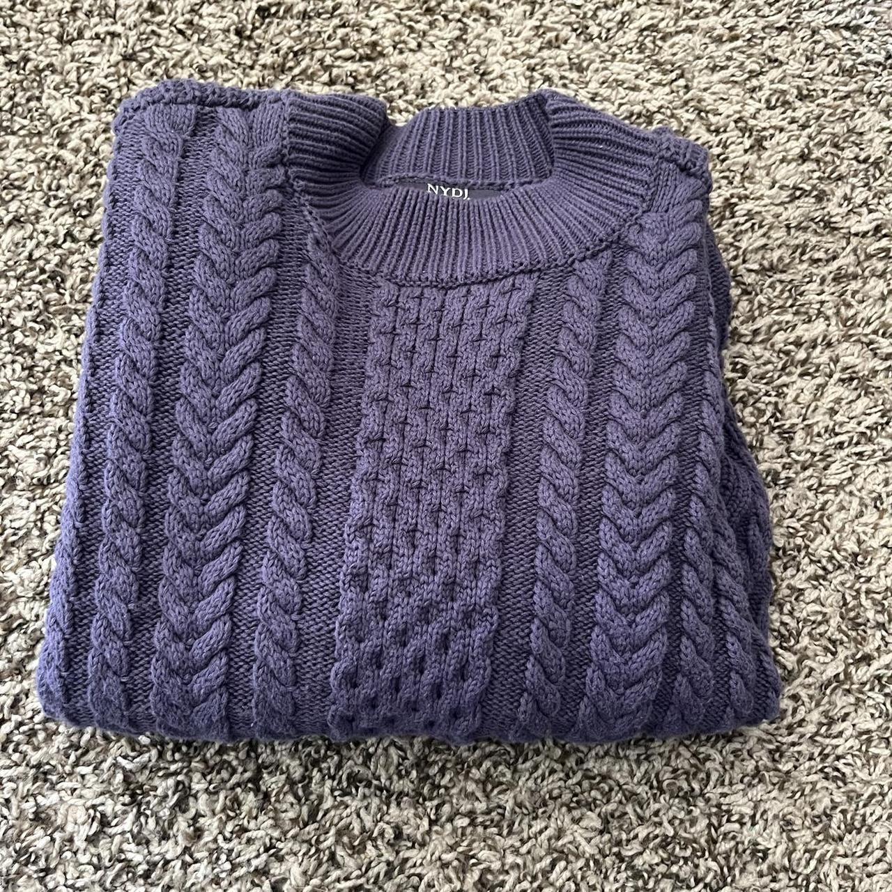 Navy cable knit sweater 100% cotton, navy but has a... - Depop