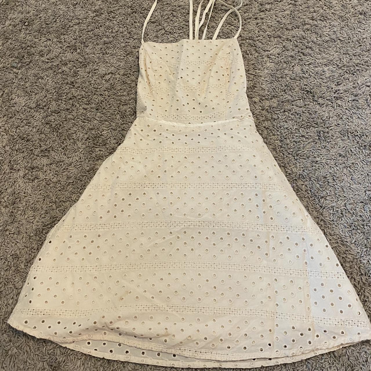 European summer sundress, off white summer mini... - Depop