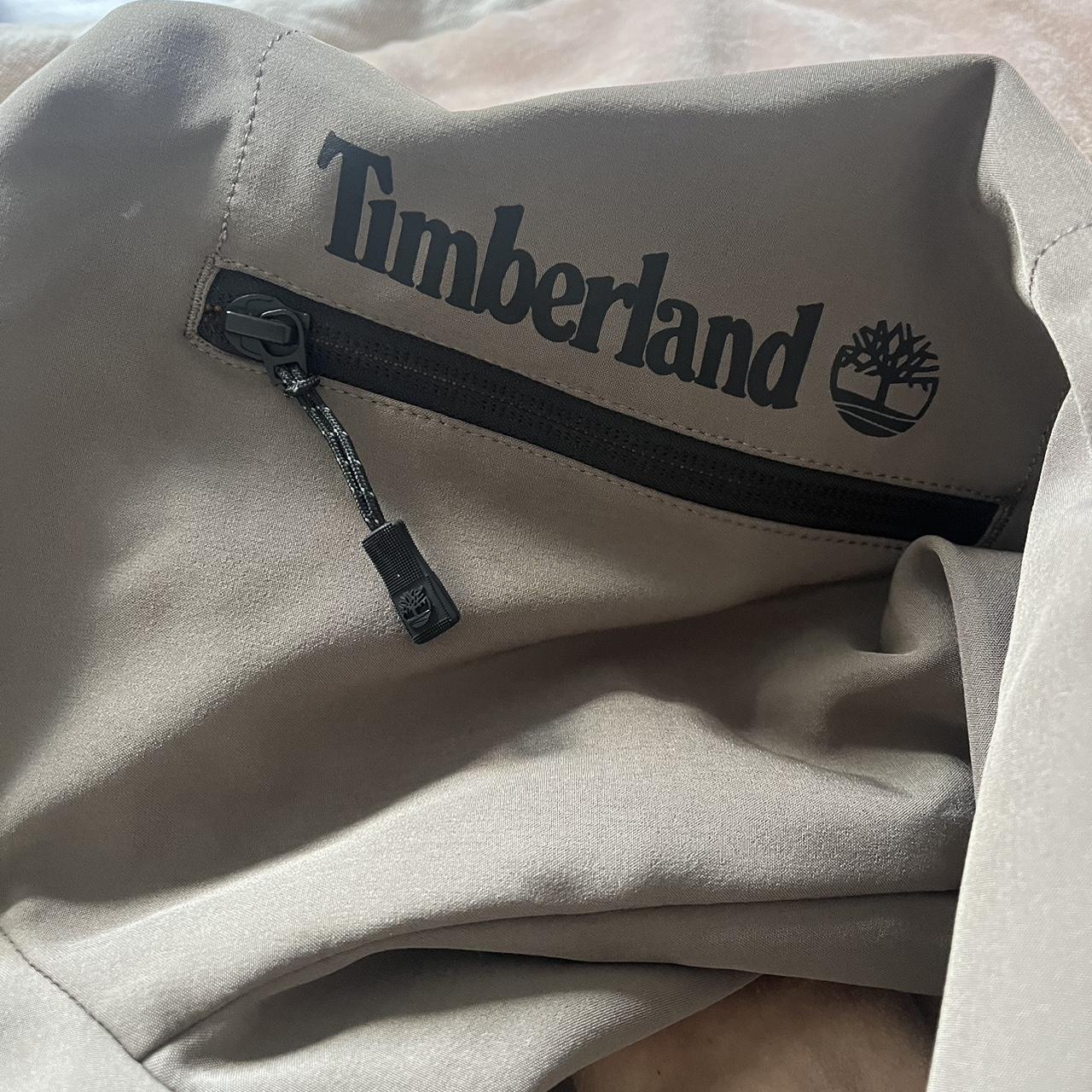 Timberland jacket Grey Thumb holes Size XL - Depop