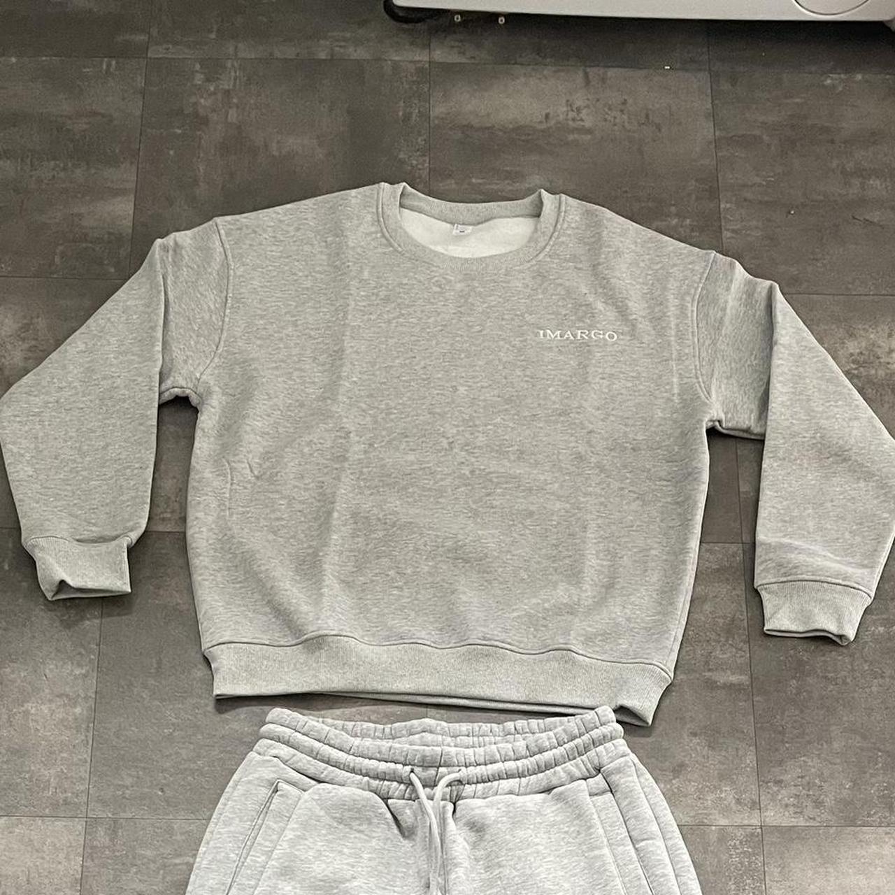 Imargo sweatshirt Grey with white embroidered logos... - Depop