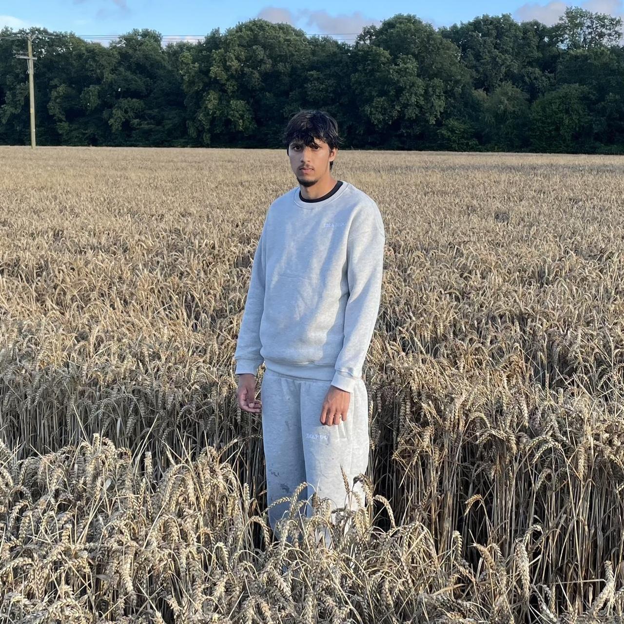 Imargo sweatshirt Grey with white embroidered logos... - Depop