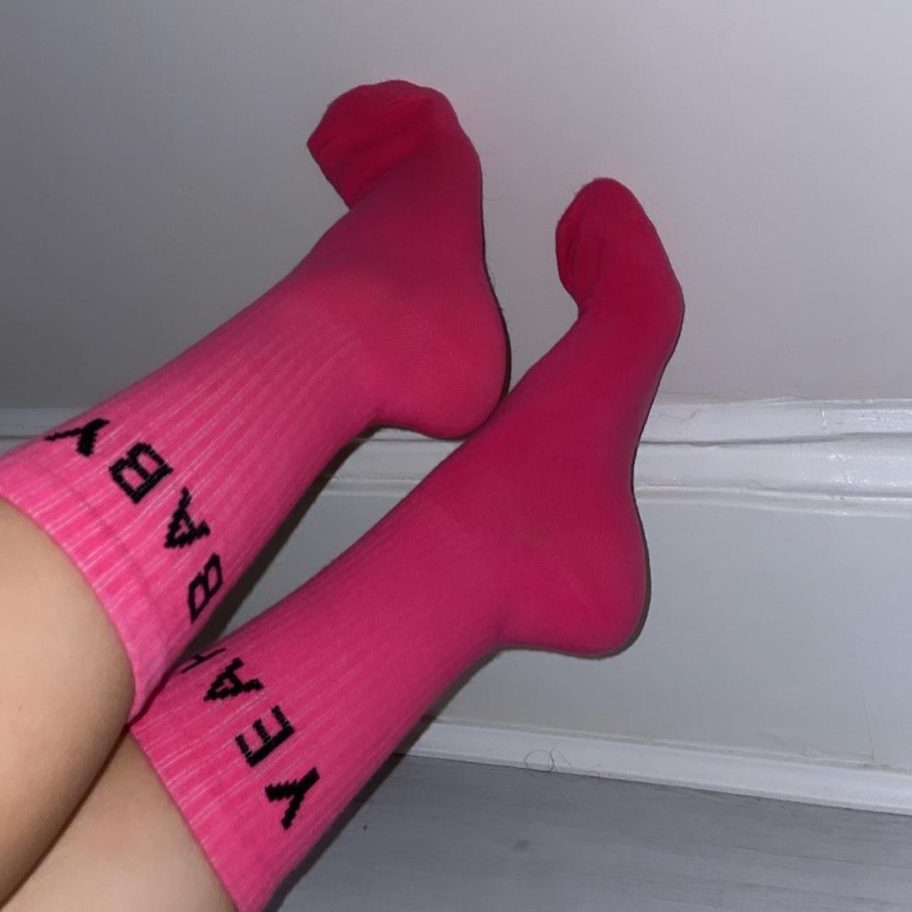 SERGE DE NIMES PINK BLACK “YEAH BABY”STATEMENT SOCKS... - Depop